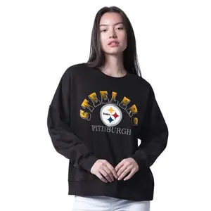 G-III 4HER BY CARL BANKS Pittsburgh Steelers Oversized Feud Sweatshirt - Black