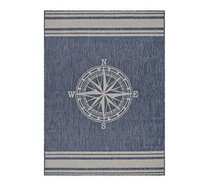 OX BAY TRADING CO. Ox Bay Geometric Nautical Polypropylene Outdoor Rug, 3' X 5 - One-color