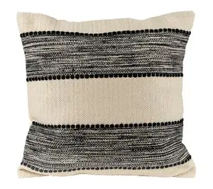 NORTHLIGHT 20' Black Cream Block Handloom Outdo Or Throw Pillow - One-color
