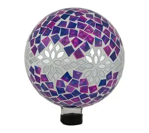 NORTHLIGHT 10' Mosaic Floral Gazing Ball Purple Pink Silver - One-color