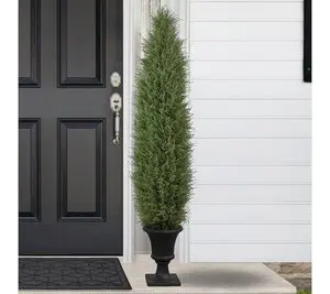NORTHLIGHT Real Touch Cedar Pine Arborvitae Urn Pot 5' Unlit