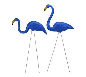 NORTHLIGHT Set Of 2 Blue Tropical Flamingo Law N Stakes - One-color