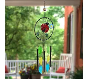 NORTHLIGHT Ladybug Dreamcatcher Outdoor Garden Windchime