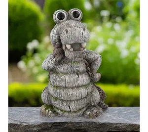 NORTHLIGHT Sassy Crocodile Outdoor Garden Statu E 13.25