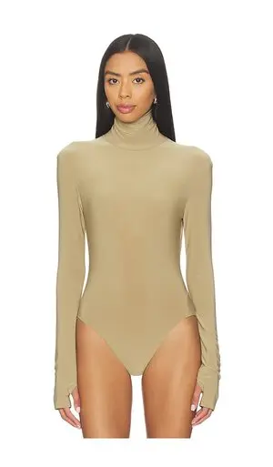 Norma Kamali Long Sleeve Turtle Bodysuit - Camel