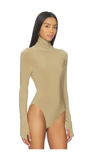 Norma Kamali Long Sleeve Turtle Bodysuit - Camel