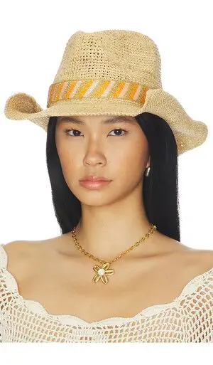 NIKKI BEACH Melanie Cowboy Hat - Natural & Gold