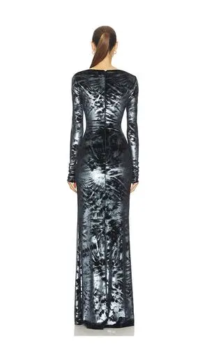 Lapointe Velour Boatneck Gown - Midnight