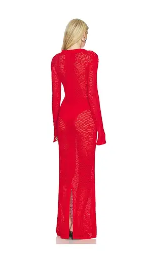 Paris Georgia Long Sleeve Crochet Maxi Dress