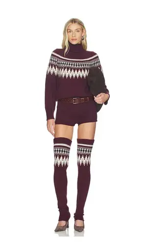 SEROYA Rocky Romper With Leg Warmers - Merlot Fairisle