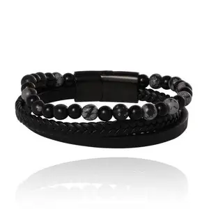 Lucky Brand Braided And Beaded Bracelet Set - Black