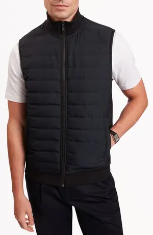 Ted Baker London Quilted Front Piqué Vest - Navy