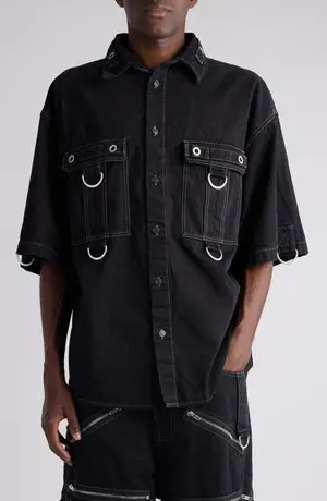 Balenciaga D-ring Cotton Denim Utility Shirt