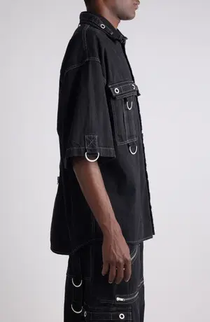 Balenciaga D-ring Cotton Denim Utility Shirt