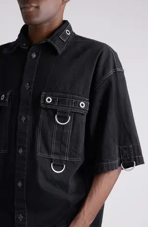 Balenciaga D-ring Cotton Denim Utility Shirt