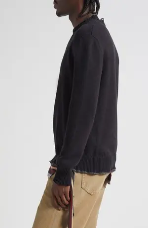 MAISON MARGIELA Distressed Crewneck Sweater - Black-multicolor
