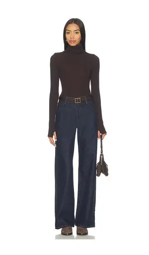 Enza Costa Sweater Knit Turtleneck Top
