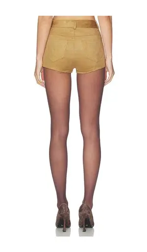 Norma Kamali High Waist Faux Suede Shorts - Tan