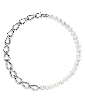 John Hardy Sterling Cultured Pearl Collar Necklace - Silver
