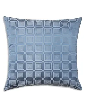 PRATESI Imperali Cotton Silk Jacquard Decorative Pillow, 22 X 22 - Medium Blue