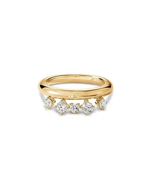 Hearts On Fire 18k Yellow Floating Diamond Barre Ring - Gold