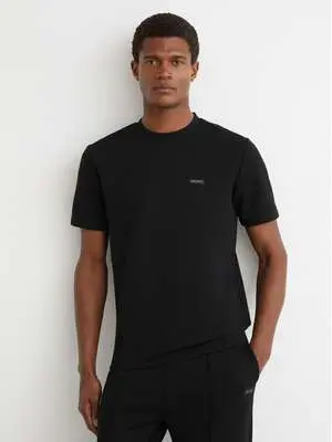 REISS Wesley Premium Interlock Logo T-shirt - Black