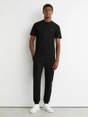 REISS Wesley Premium Interlock Logo T-shirt - Black