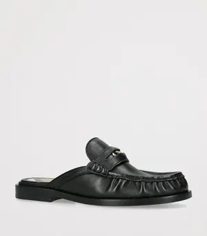 Burberry Leather Cadet Mules - Brown