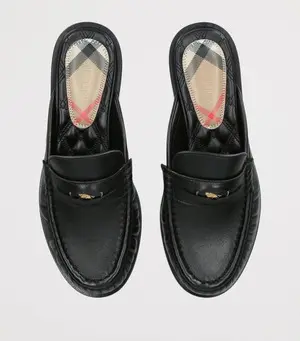 Burberry Leather Cadet Mules - Brown