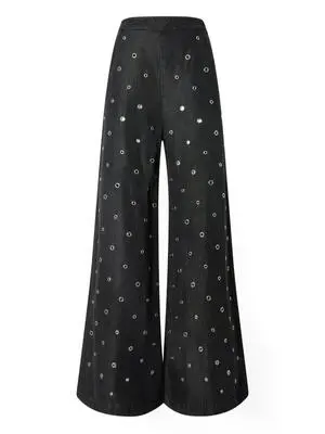 Pinko Embellished Wide-leg Jeans - Black
