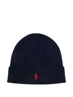 Polo Ralph Lauren Embroidered-logo Ribbed Beanie - Blue