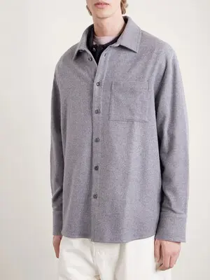 THE ELDER STATESMAN Wool, Silk And Cashmere-blend Overshirt - Gray