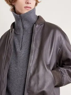 THE ELDER STATESMAN Clemente Ribbed Cashmere Half-zip Sweater - Gray