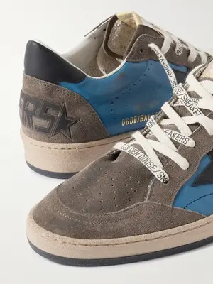 GOLDEN GOOSE Ball Star Suede-trimmed Leather Sneakers - Blue
