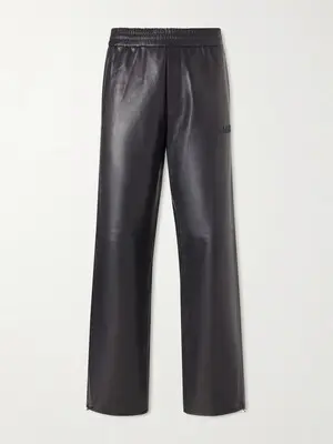Amiri Logo-appliquéd Straight-leg Leather Trousers