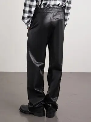 Amiri Logo-appliquéd Straight-leg Leather Trousers