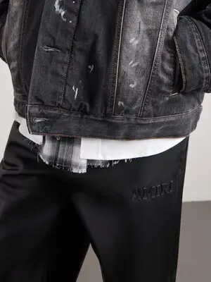 Amiri Logo-appliquéd Straight-leg Leather Trousers