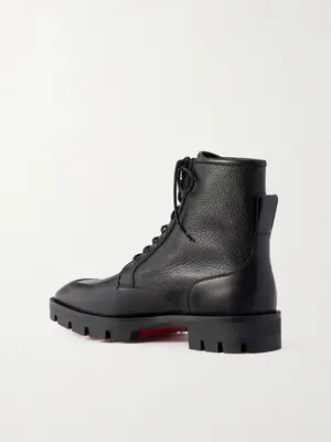 CHRISTIAN LOUBOUTIN Caracolo Lion Leather Lace-up Boots
