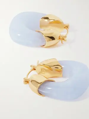 LIZZIE FORTUNATO Mini Organic Gold-plated And Resin Hoop Earrings - Blue