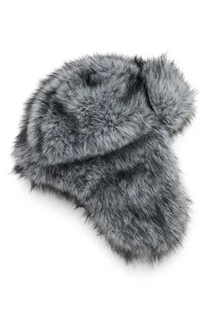 Mango Faux Fur Trapper Hat - Grey