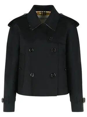 Burberry Cotton Gabardine Trench Coat - Black