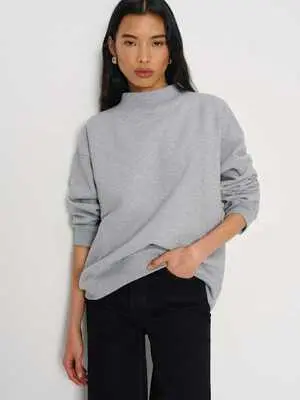 REFORMATION Jade Mock Neck Sweatshirt - Grey