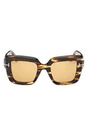 TOM FORD Esme Square Sunglasses - Shiny Honey Brown/amber