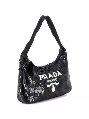 Prada Re-edition 2000 Sequins Mini Hobo Bag - Black