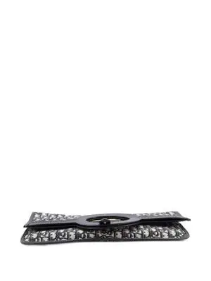 Dior Fold Over Oblique Canvas Clutch Bag - Blue