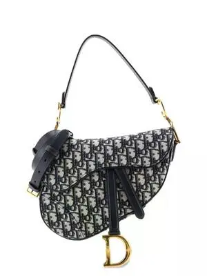 Dior Saddle Handbag With Strap Oblique Canvas