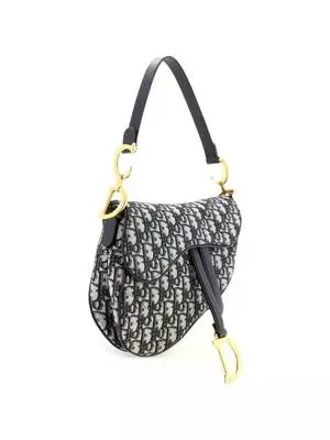 Dior Saddle Handbag With Strap Oblique Canvas