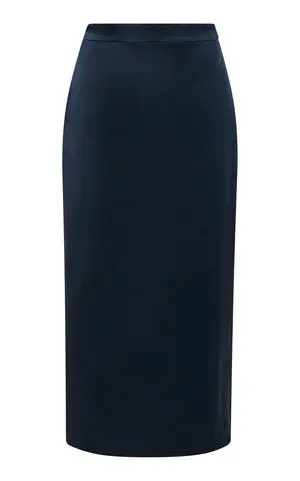 HEIRLOME Lexi Silk Satin Midi Skirt - Blue