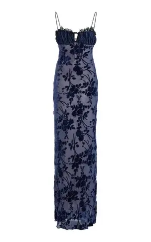 RODARTE Floral Devoré Slip Dress - Blue