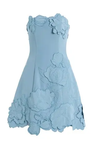 LEO LIN Leo Lin Ayla Appliquéd Mini Dress Blue